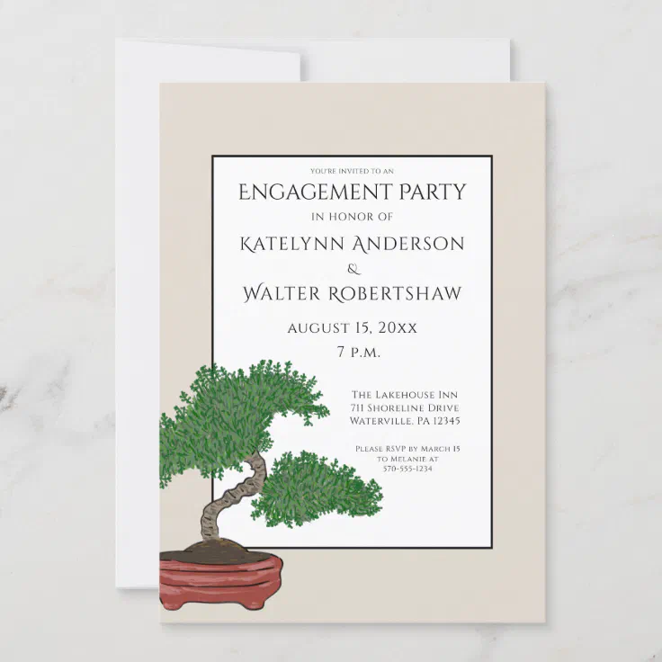 Japanese Bonsai Tree Wedding Engagement Party Invitation | Zazzle
