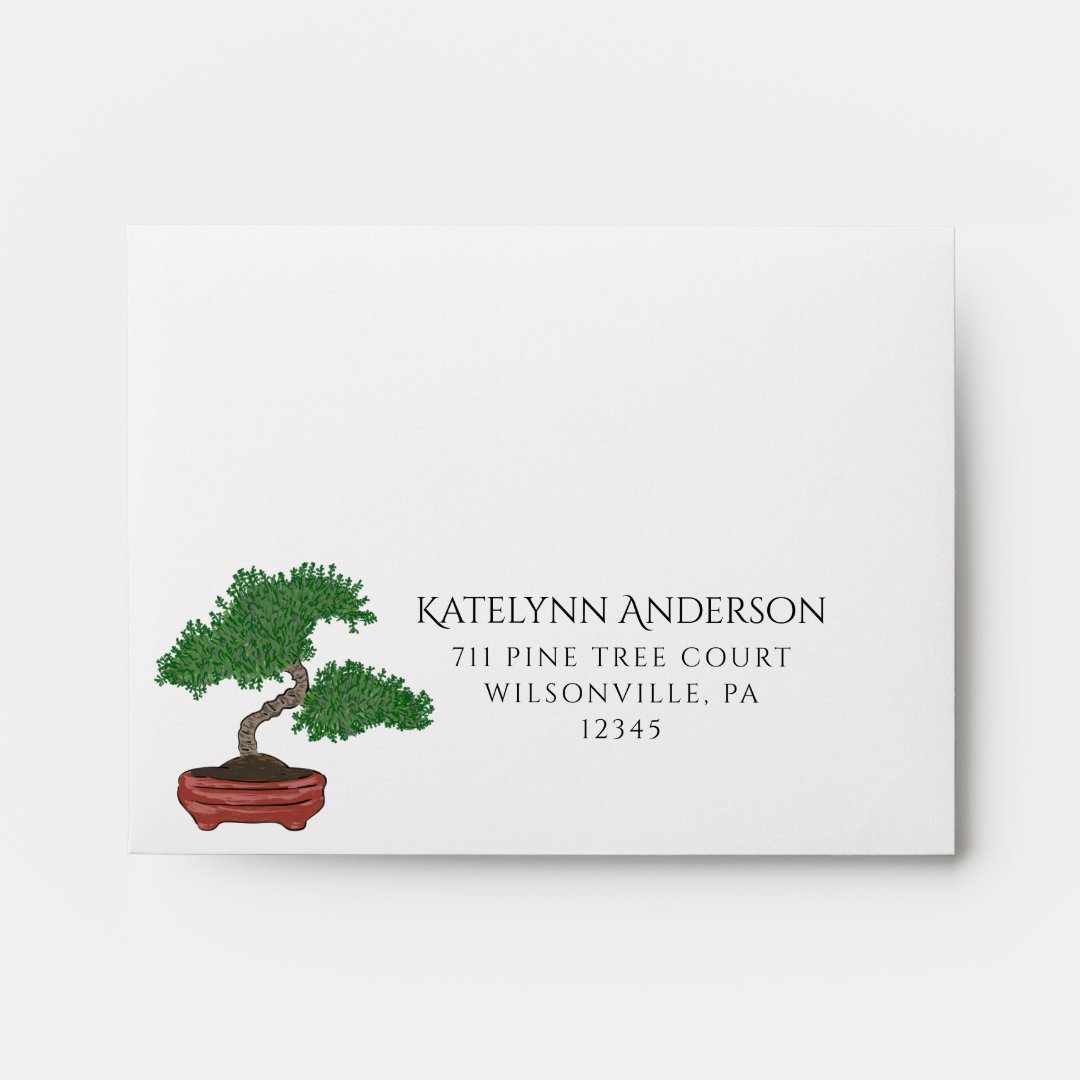 Japanese Bonsai Tree Wedding Response Envelope | Zazzle