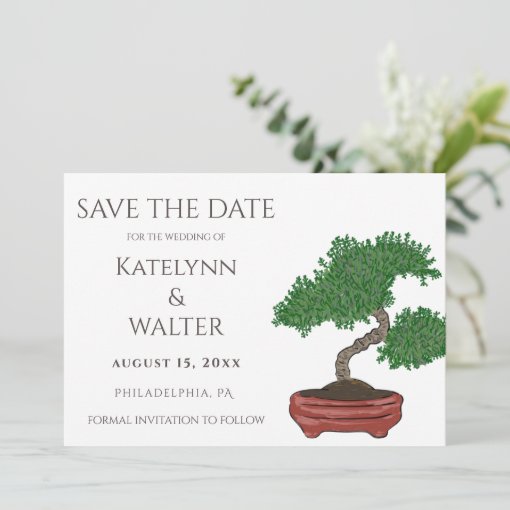 Japanese Bonsai Tree Wedding Save the Date Thank You Card | Zazzle