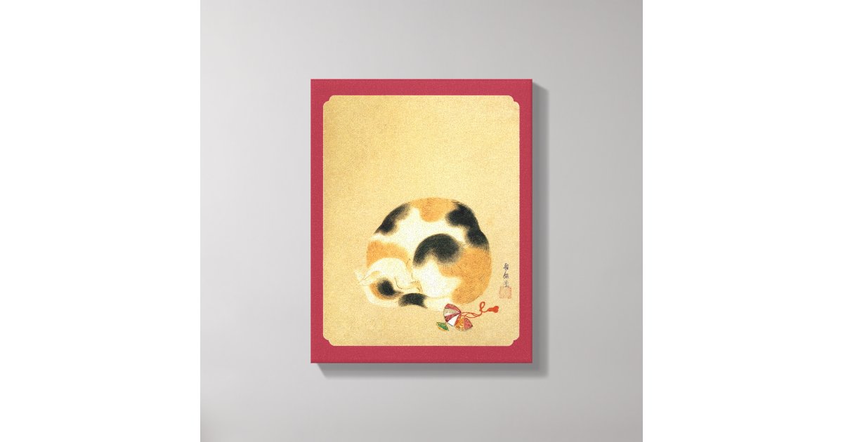 Japanese Calico cat, Hanabusa Itchō Canvas Print | Zazzle