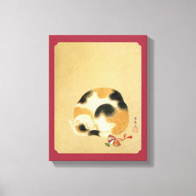 Japanese Calico cat, Hanabusa Itchō Canvas Print | Zazzle