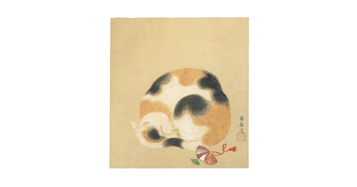 Japanese Calico cat, Hanabusa Itchō Notepad | Zazzle