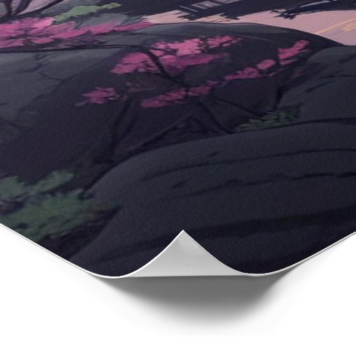 Japanese Castle in Bloom, Rocky Hilltop Fortress Poster | Zazzle