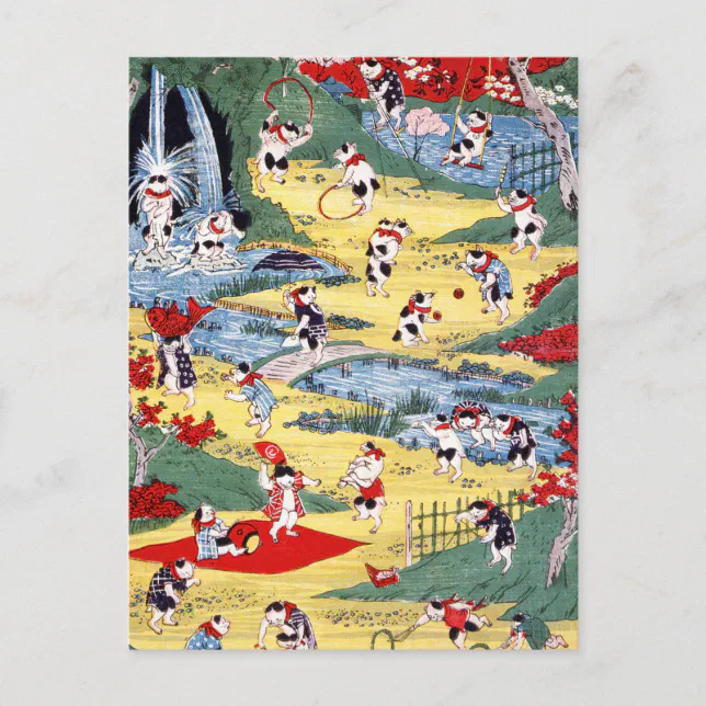 Japanese Cats Country, Utagawa Kunitoshi Postcard | Zazzle