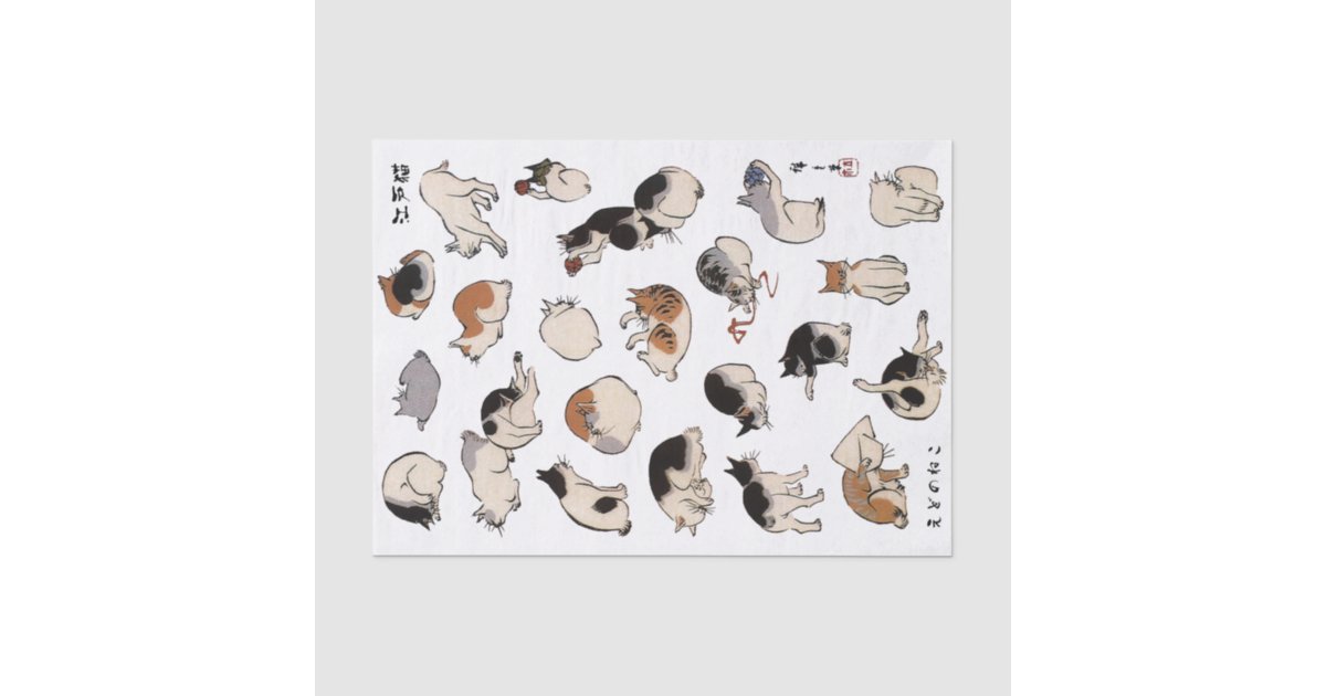 Japanese Cats (Customizable Background Color) Tissue Paper | Zazzle