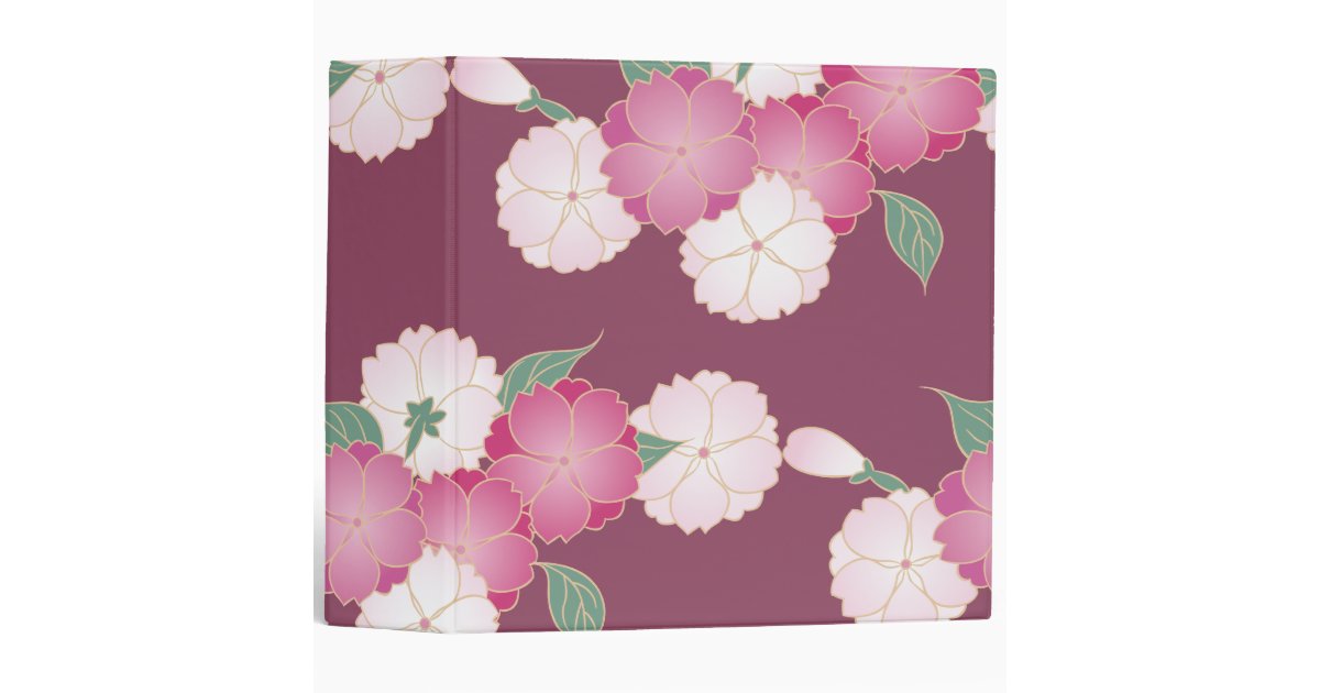 Japanese Cherry Blossoms Pattern 3 Ring Binder | Zazzle