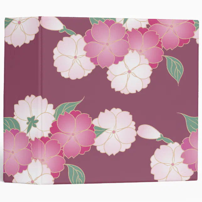 Japanese Cherry Blossoms Pattern 3 Ring Binder | Zazzle