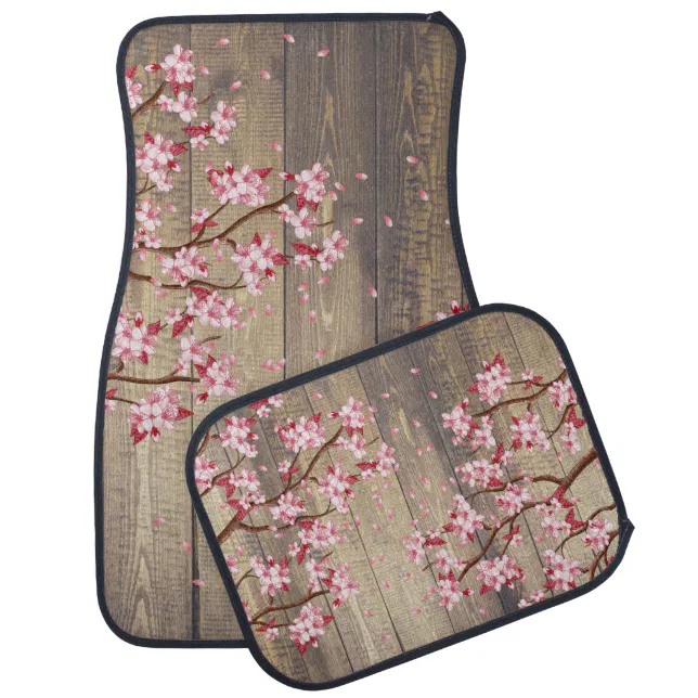 Japanese Cherry Blossoms & Wood Planks Car Floor Mat | Zazzle