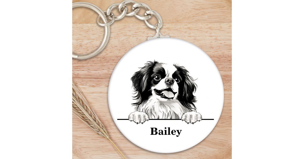 Japanese Chin Dog Personalized Keychain | Zazzle