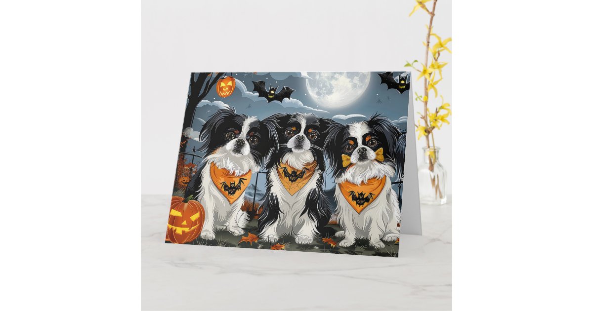 Japanese Chin Halloween Spooky Card | Zazzle
