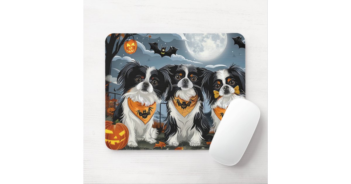 Japanese Chin Halloween Spooky Mouse Pad | Zazzle