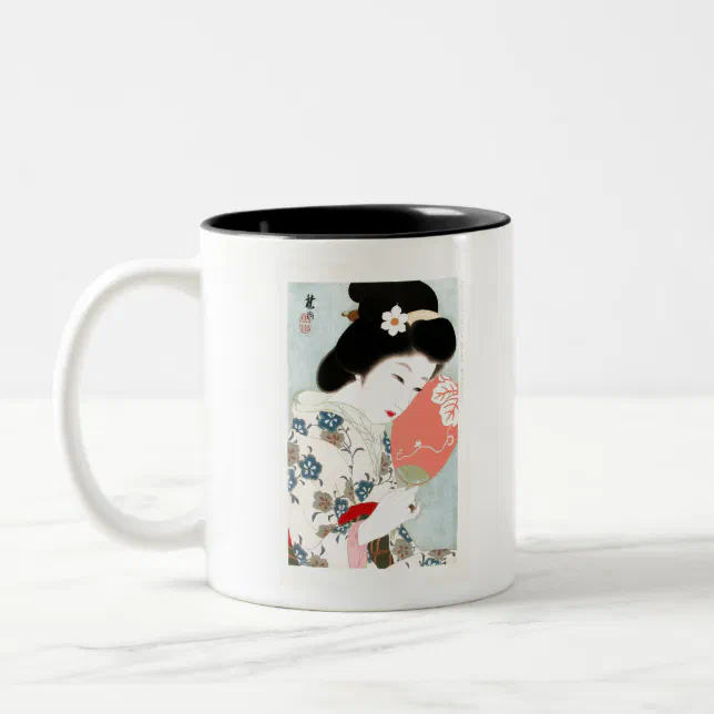 Japanese Classic Geisha Lady Art Two-Tone Coffee Mug | Zazzle