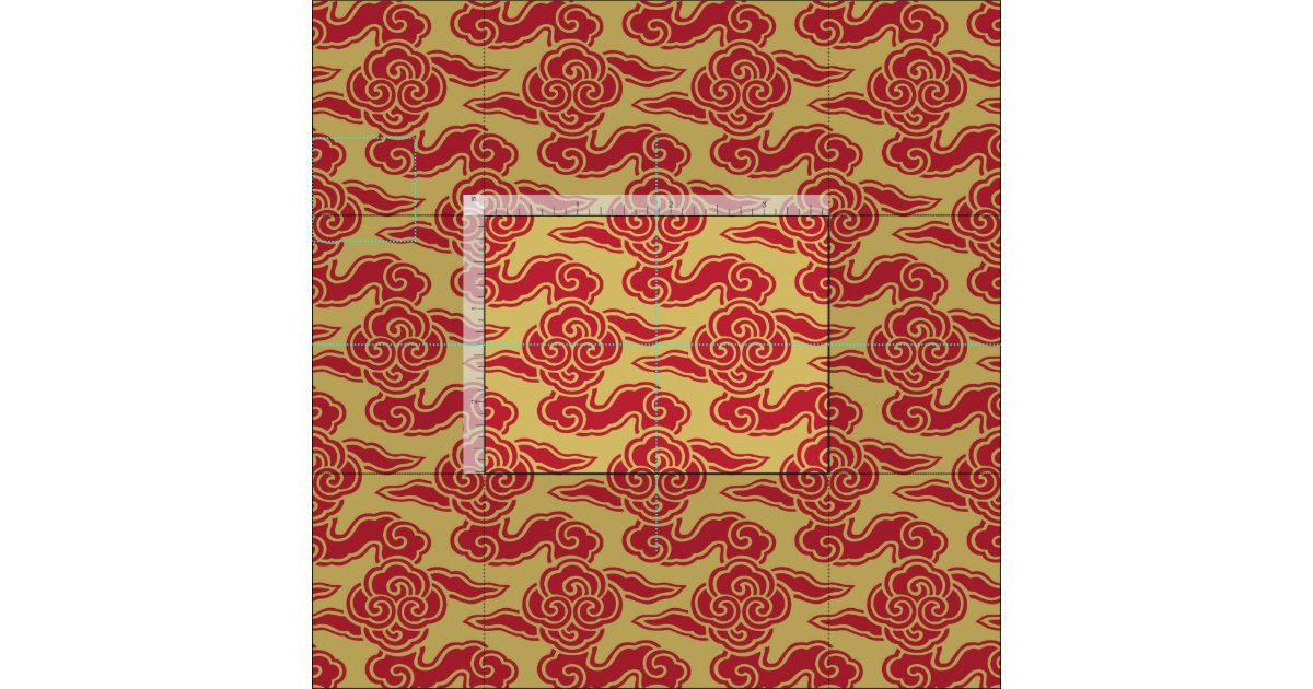 Japanese Clouds Red Gold Fabric | Zazzle