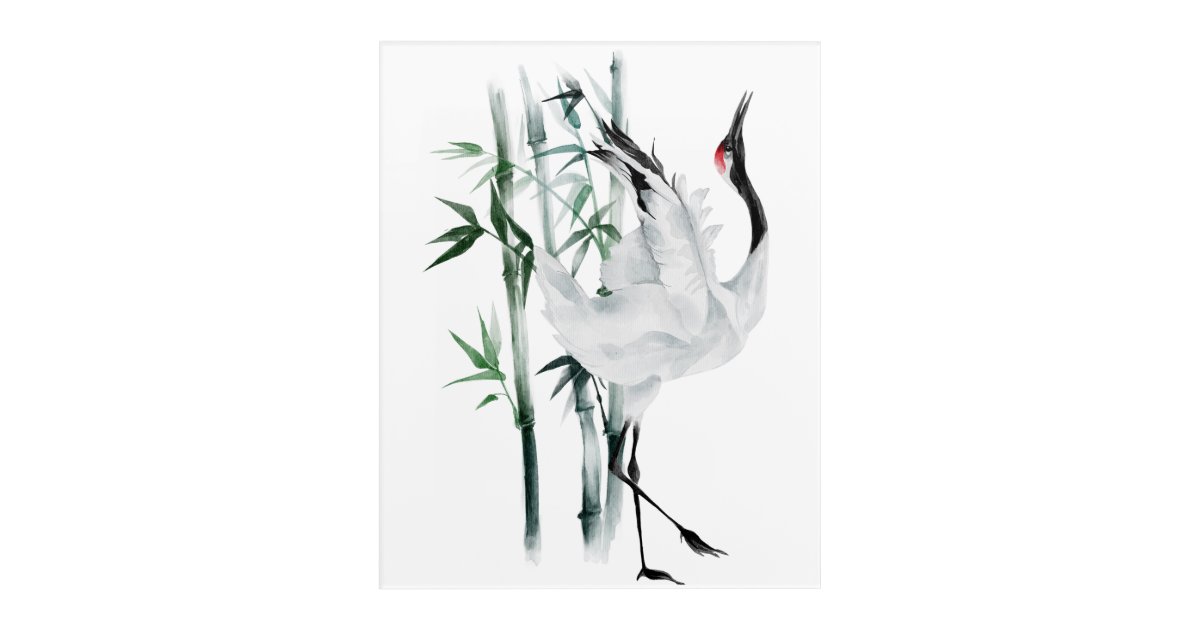 Japanese Crane Acrylic Art | Zazzle