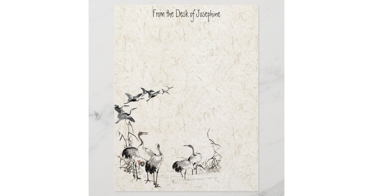 Japanese Crane Bird Wetland Wildlife Letterhead | Zazzle
