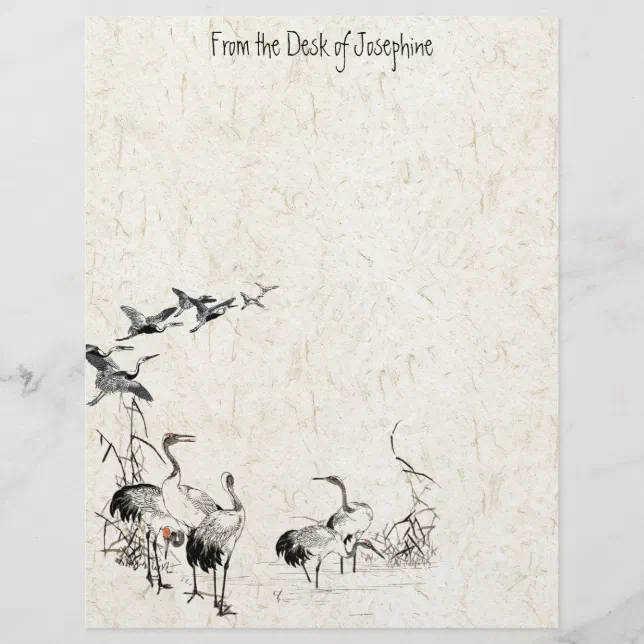 Japanese Crane Bird Wetland Wildlife Letterhead | Zazzle
