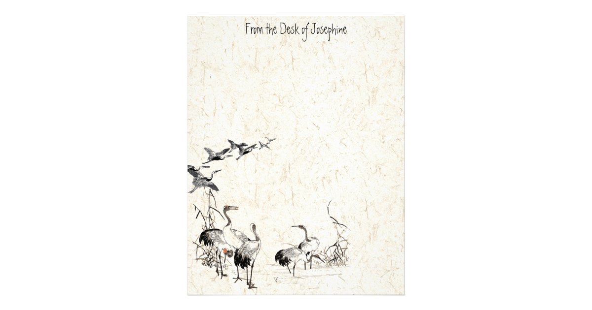 Japanese Crane Bird Wetland Wildlife Letterhead | Zazzle.com