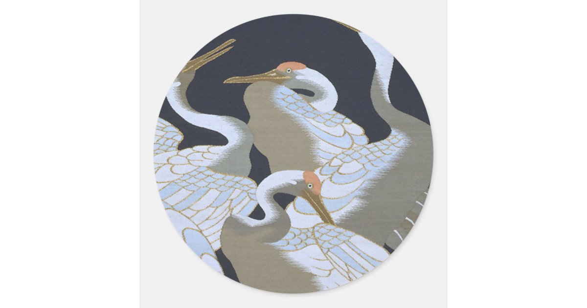 JAPANESE CRANE CLASSIC ROUND STICKER | Zazzle