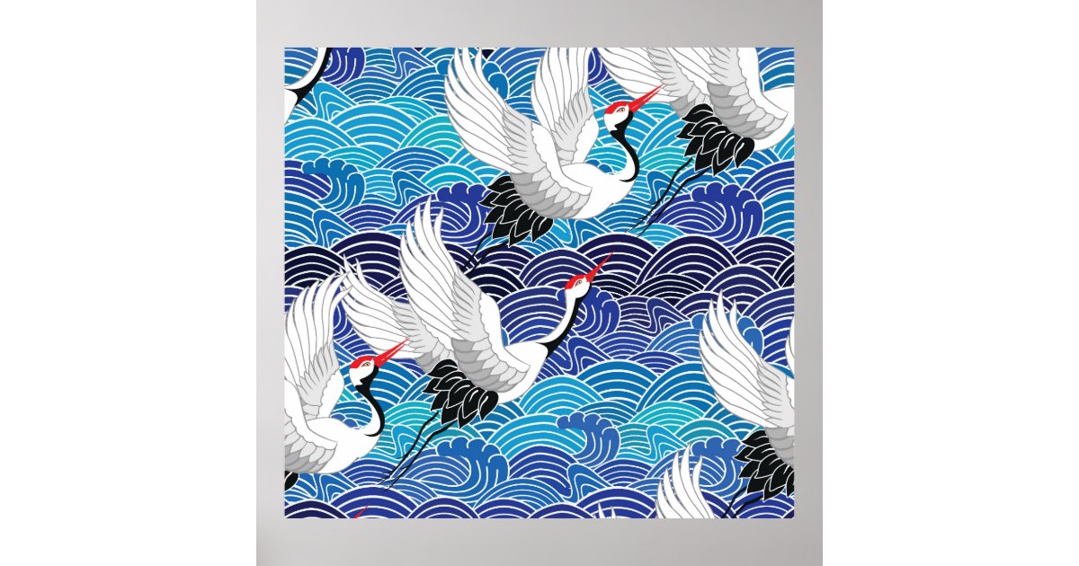 Japanese Crane: Ornate Bird Pattern. Poster | Zazzle