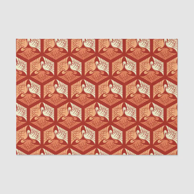 Japanese Cranes, Mandarin and Light Orange Tissue Paper | Zazzle