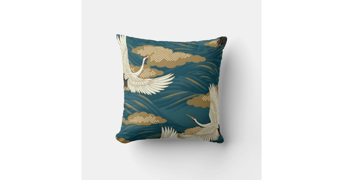 Japanese Cranes Throw Pillow | Zazzle