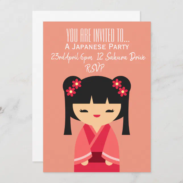 Japanese cute pink themed Japan party Invitation | Zazzle