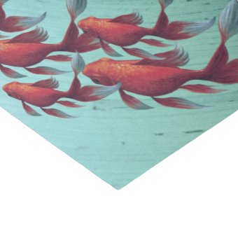 Japanese Decoupage Koi Goldfish Orange Blue Tissue Paper | Zazzle