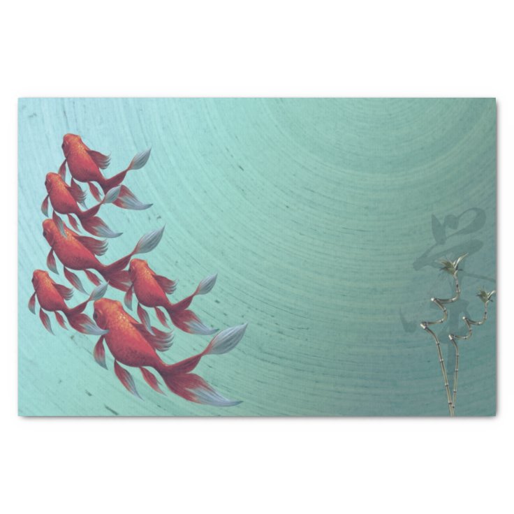 Japanese Decoupage Koi Goldfish Orange Blue Tissue Paper | Zazzle