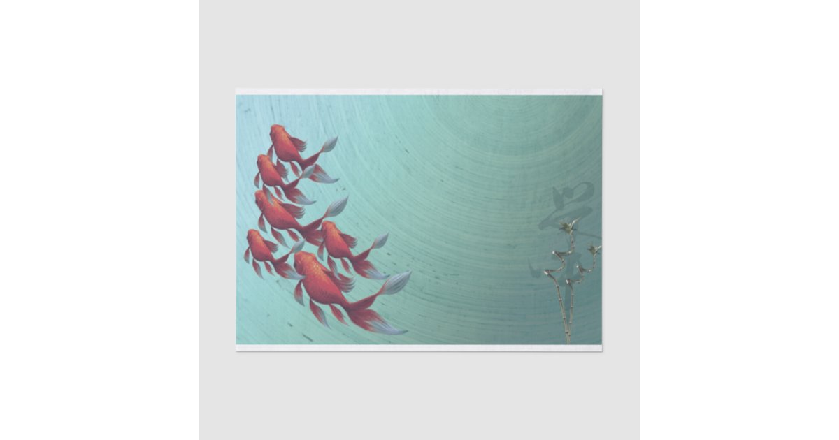 Japanese Decoupage Koi Goldfish Orange Blue Tissue Paper | Zazzle