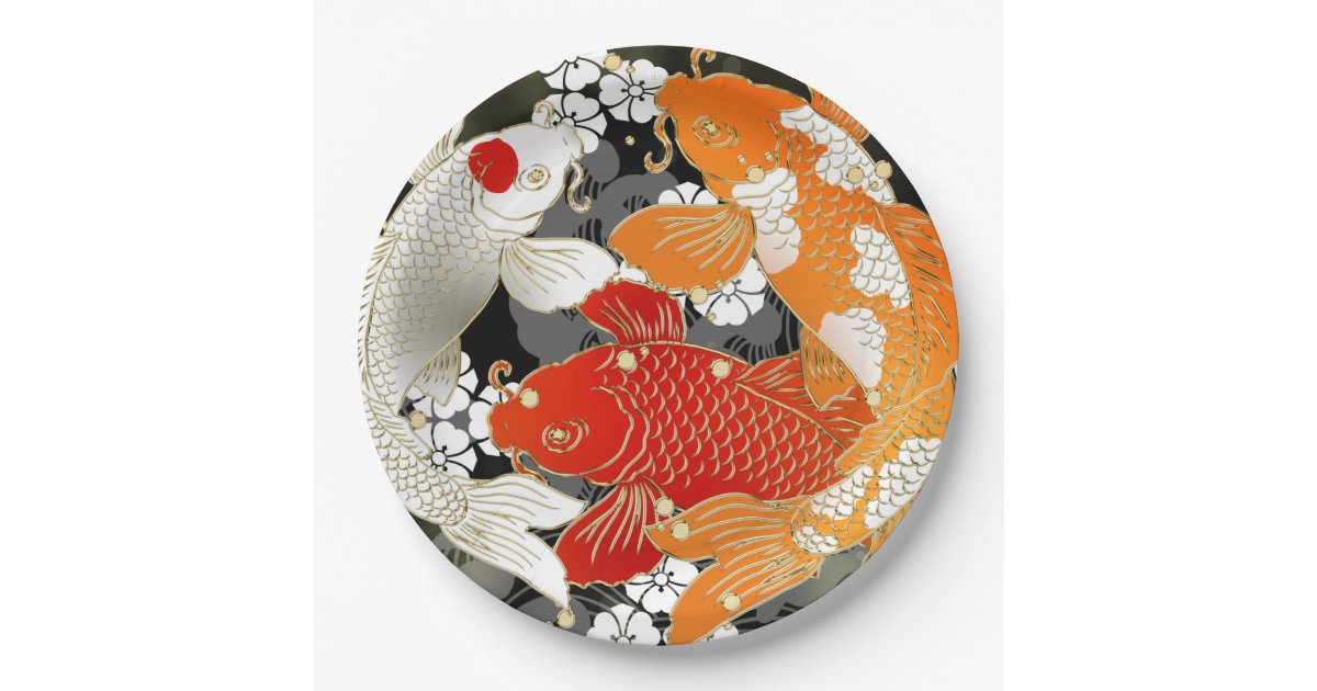 Japanese design party paper plates | Zazzle