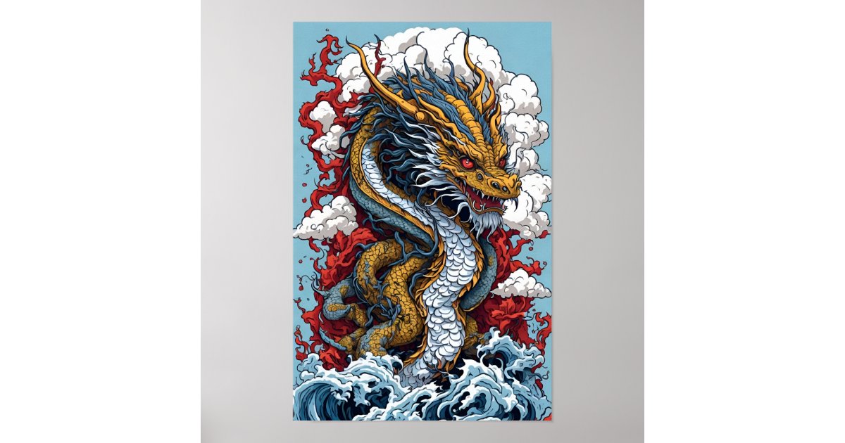 Japanese dragon poster | Zazzle