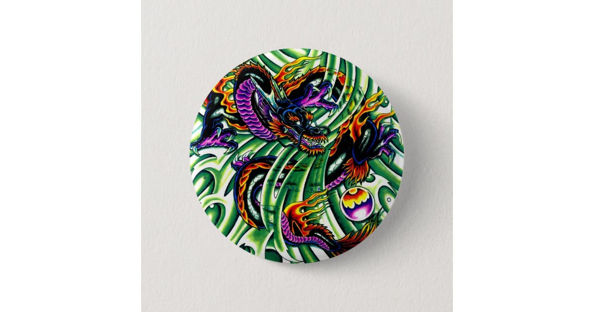 Japanese Dragon Tattoo Pinback Button | Zazzle