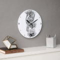 Japanese dragon with katana sword large clock | Zazzle
