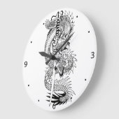 Japanese dragon with katana sword large clock | Zazzle
