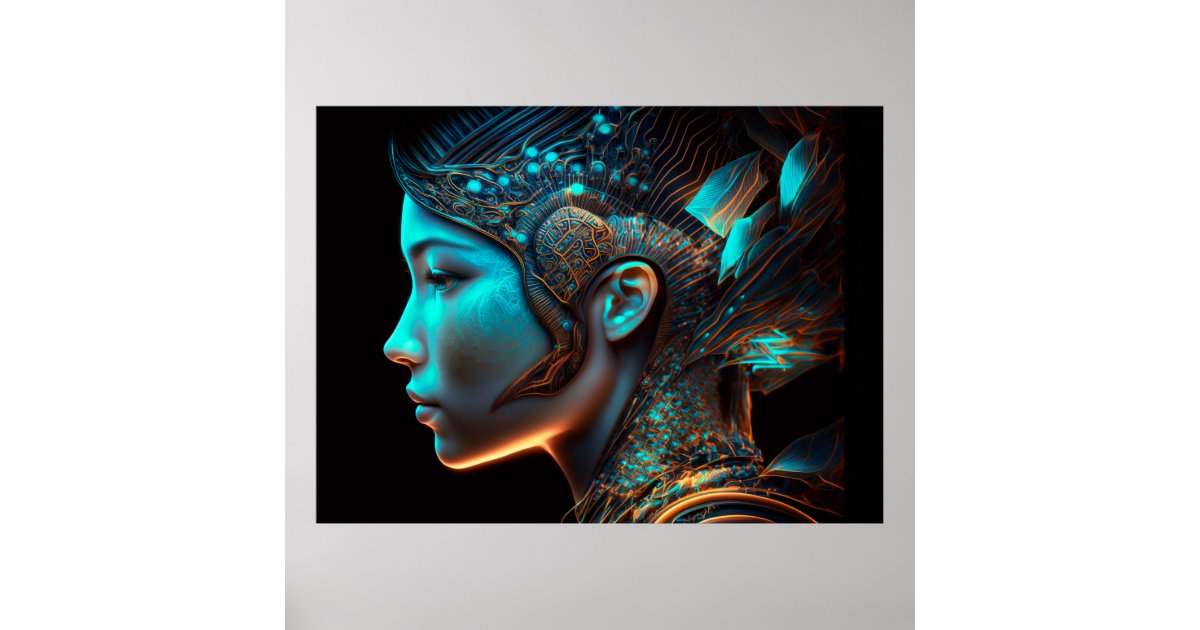 Japanese Electro Cyberpunk Profile Portrait Poster | Zazzle