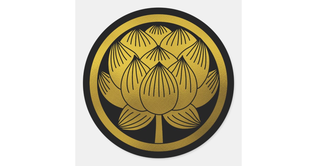 Japanese Family Crest-Lotus Classic Round Sticker | Zazzle