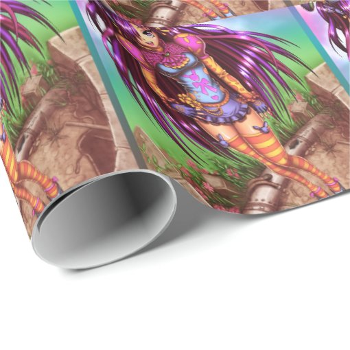 Japanese Fashion Anime Girl Wrapping Paper | Zazzle