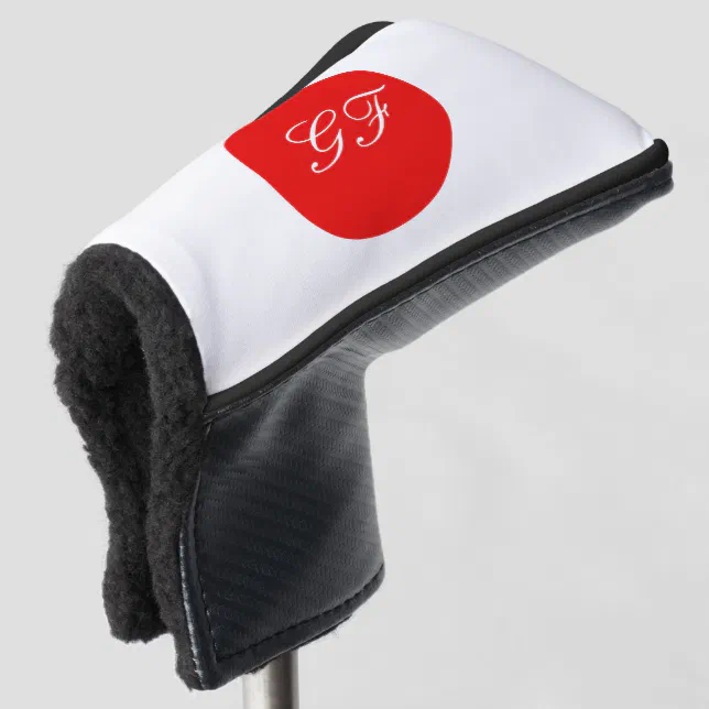 Japanese flag monogrammed golf head putter cover | Zazzle