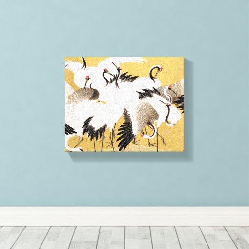 Japanese Flock Cranes Vintage Bird Rich Classic Canvas Print | Zazzle