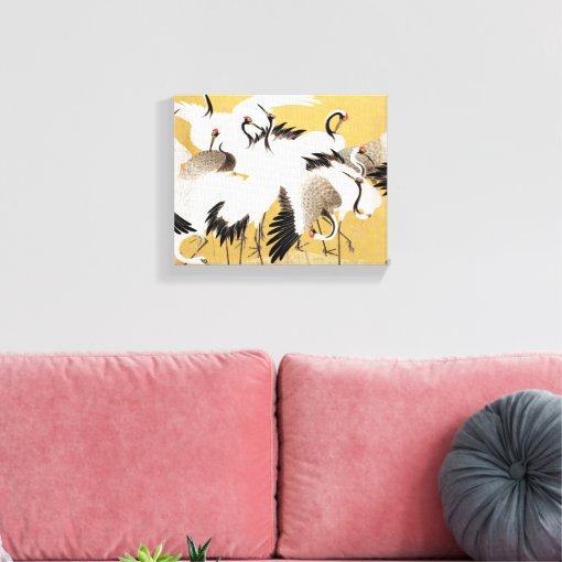 Japanese Flock Cranes Vintage Bird Rich Classic Canvas Print | Zazzle