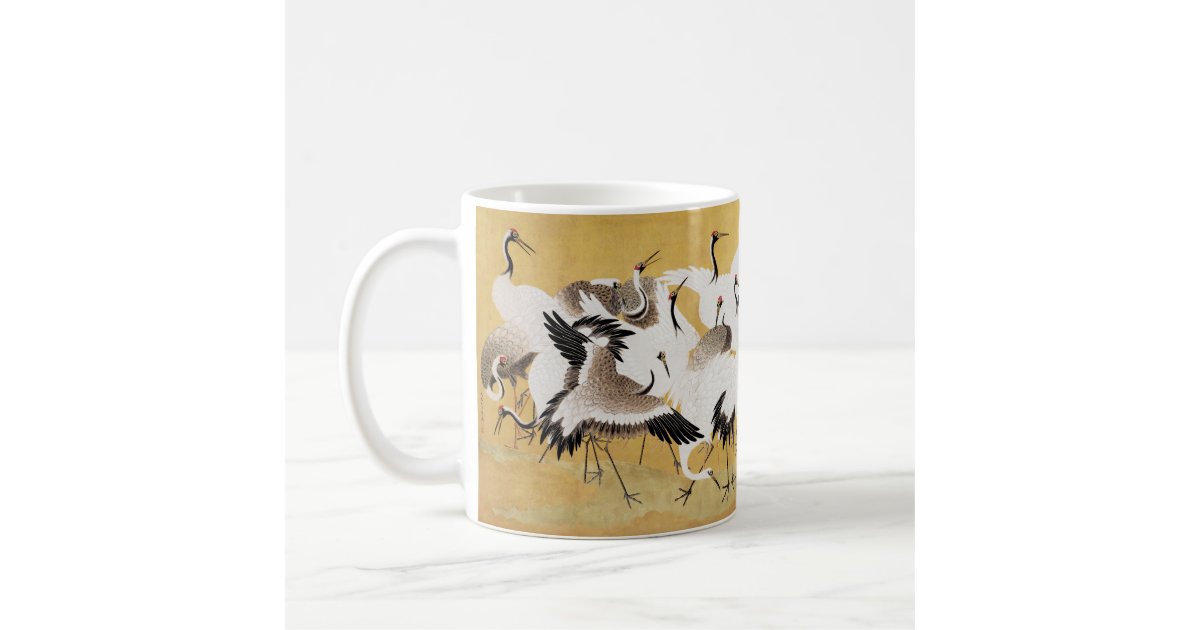 Japanese Flock Cranes Vintage Bird Rich Classic Coffee Mug | Zazzle