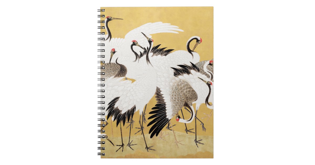 Japanese Flock Cranes Vintage Bird Rich Classic Notebook | Zazzle