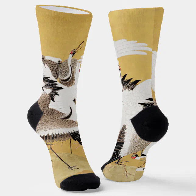 Japanese Flock Cranes Vintage Bird Rich Classic Socks | Zazzle