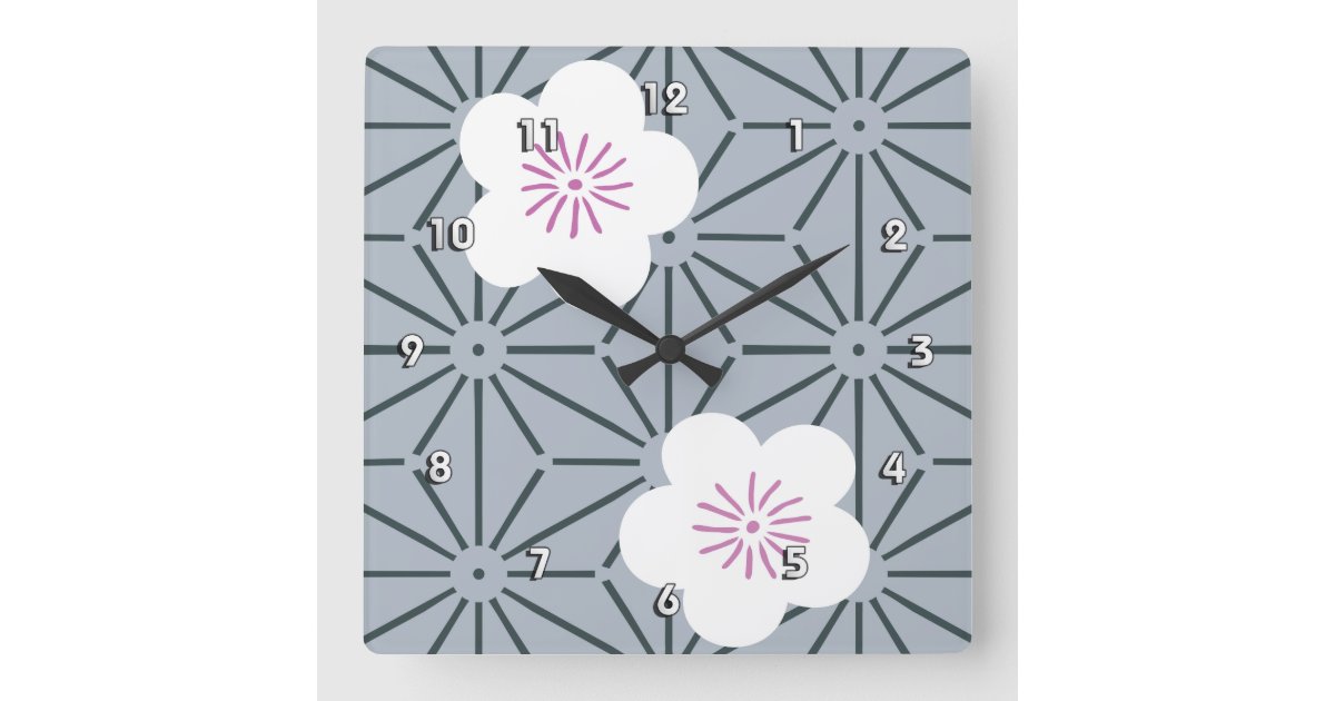 Japanese Floral Kimono Pattern Fine Art Square Wall Clock | Zazzle