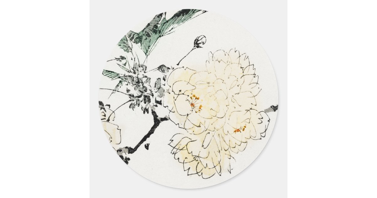 JAPANESE FLOWERS CLASSIC ROUND Sticker | Zazzle