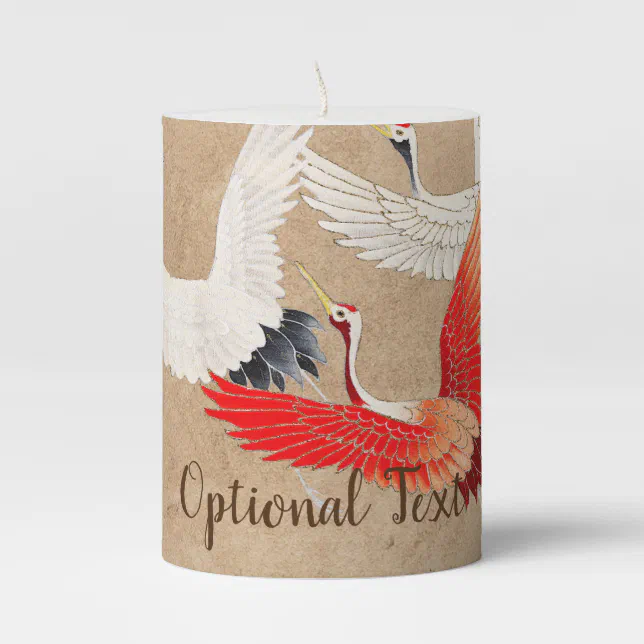 Japanese Flying Cranes Pillar Candle | Zazzle