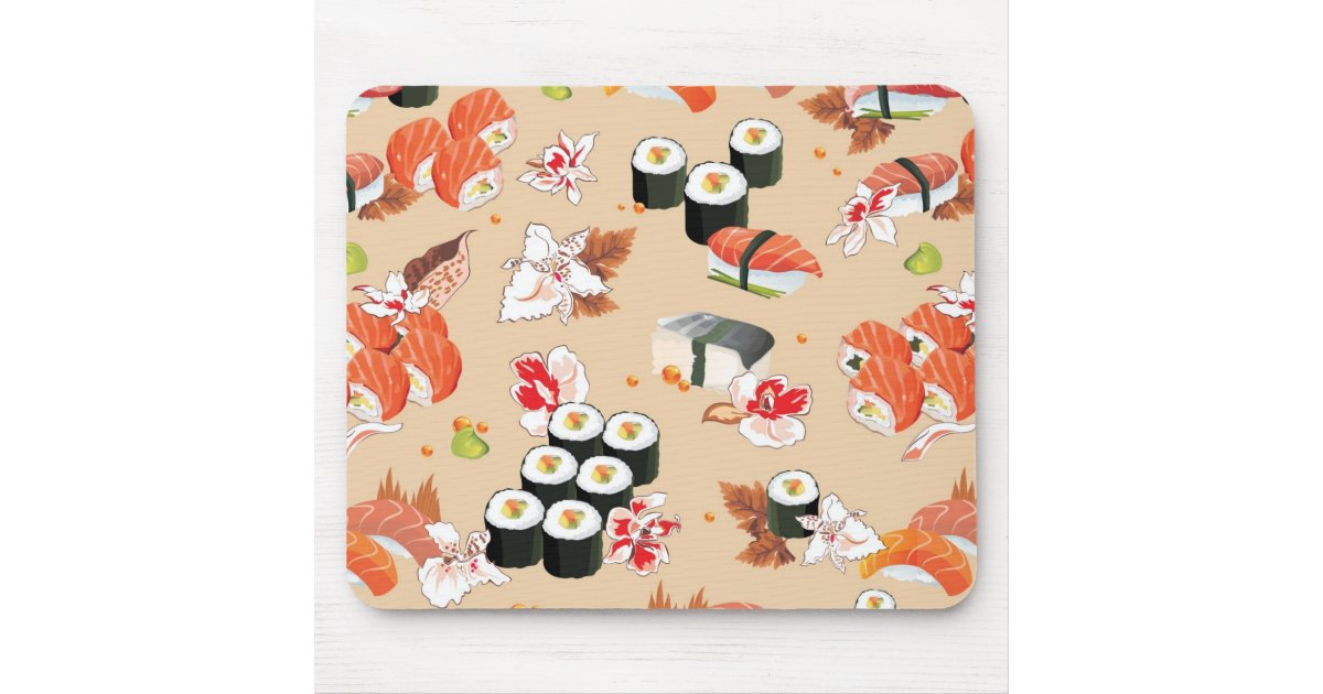 Japanese Food: Sushi Pattern 3 Mouse Pad | Zazzle