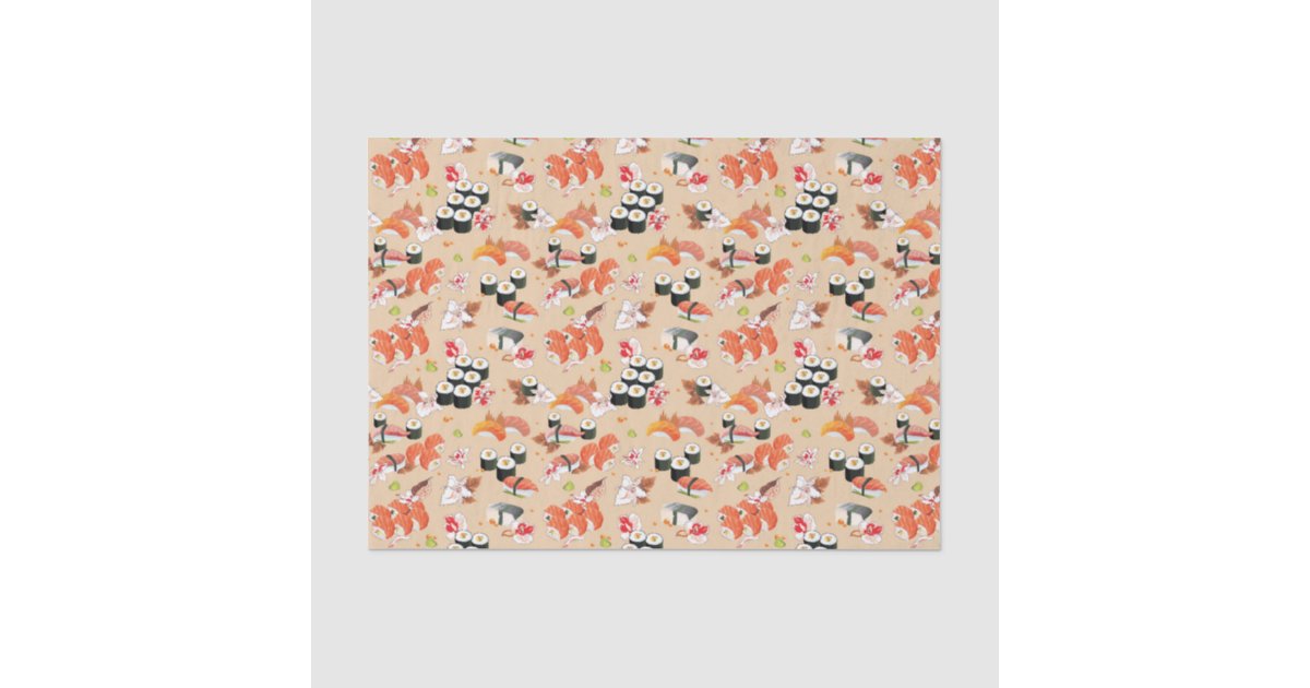 Japanese Food: Sushi Pattern 3 Tissue Paper | Zazzle