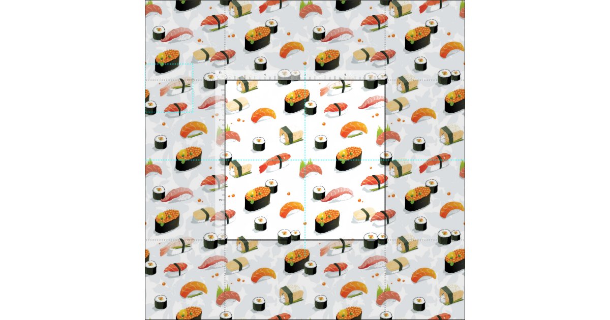 Japanese Food: Sushi Pattern Fabric | Zazzle