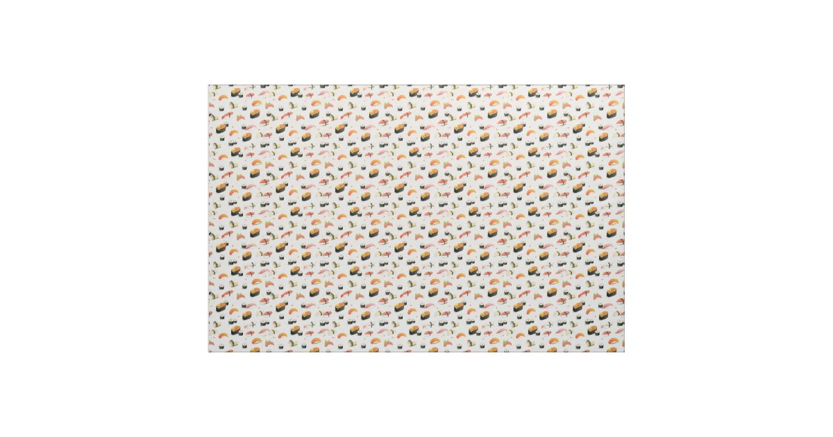 Japanese Food: Sushi Pattern Fabric | Zazzle